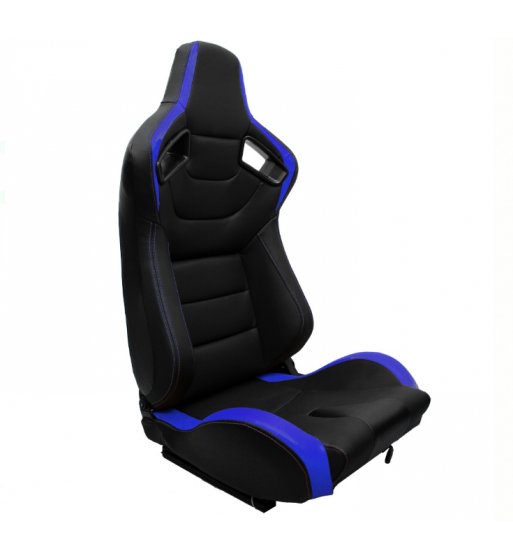 Pair of adjustable Recaro Replica sports bucket seats in blue leather